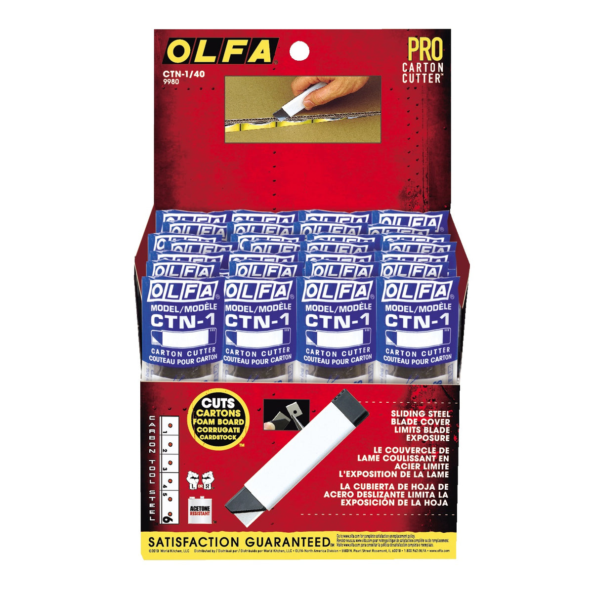 Olfa CTN-1-40W Carton Cutter display - White - 40 Carton Cutters ...